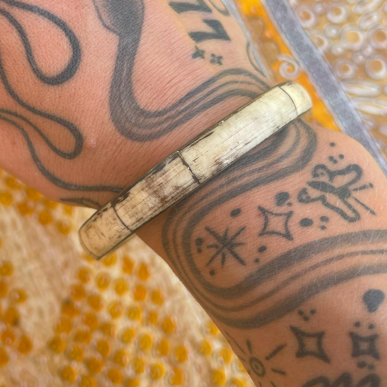 bone and gold bangle. super lovely layered with... - Depop