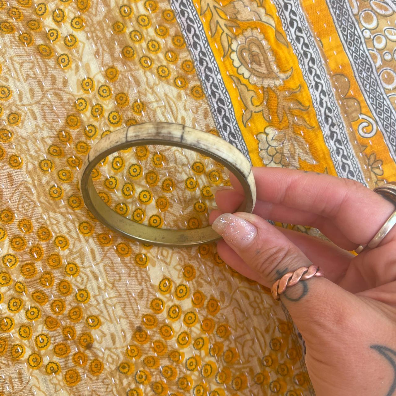 bone and gold bangle. super lovely layered with... - Depop