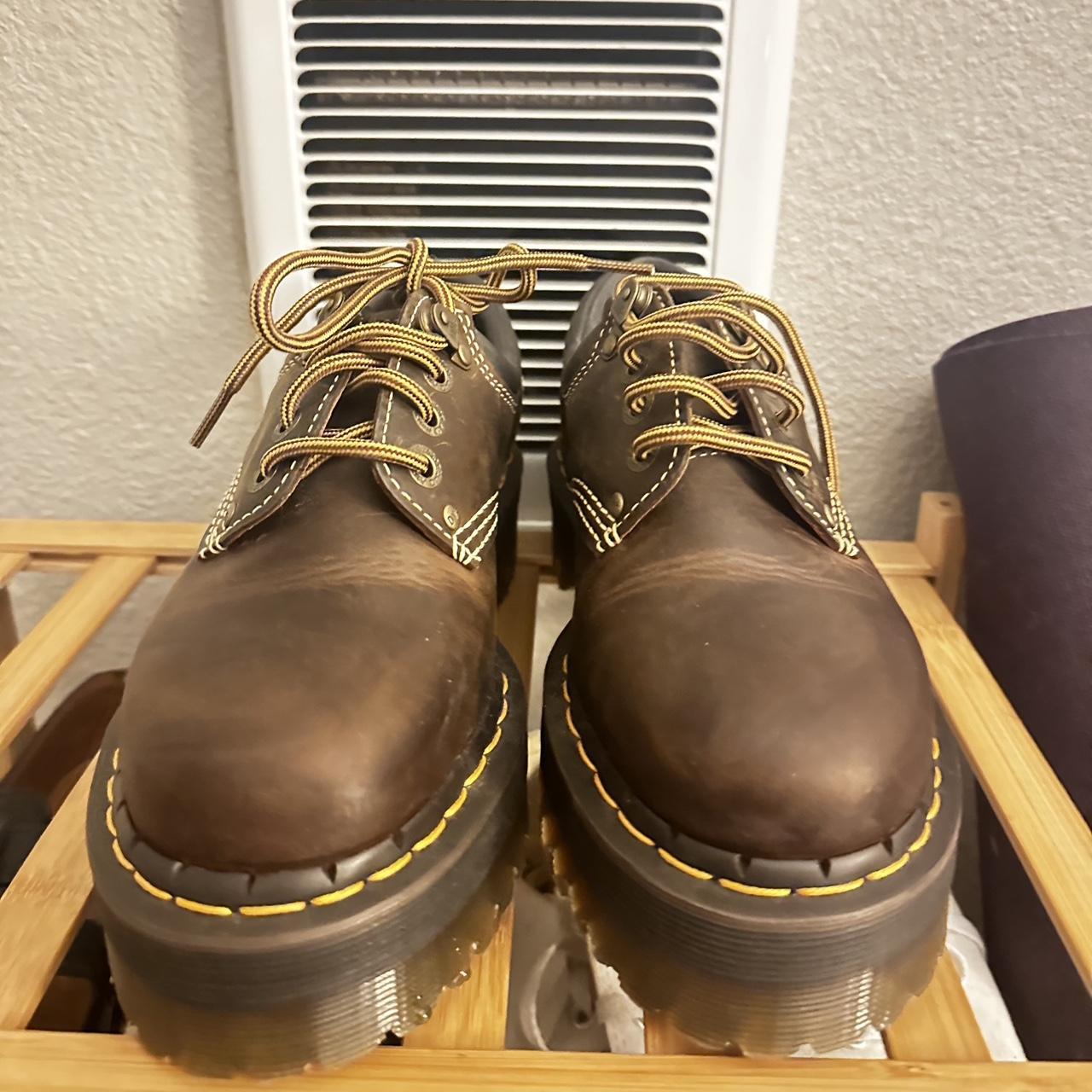 Doc martens brown platforms Worn only once in near... - Depop