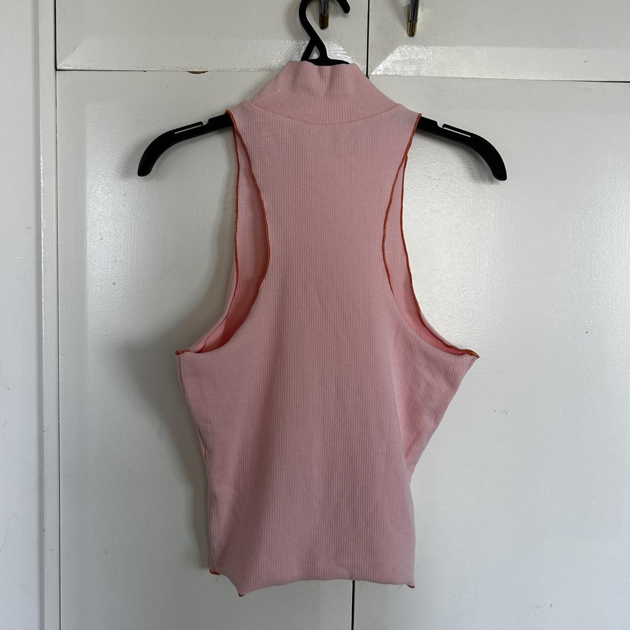 Turtle neck pink singlet Size 10 Low armhole New... - Depop