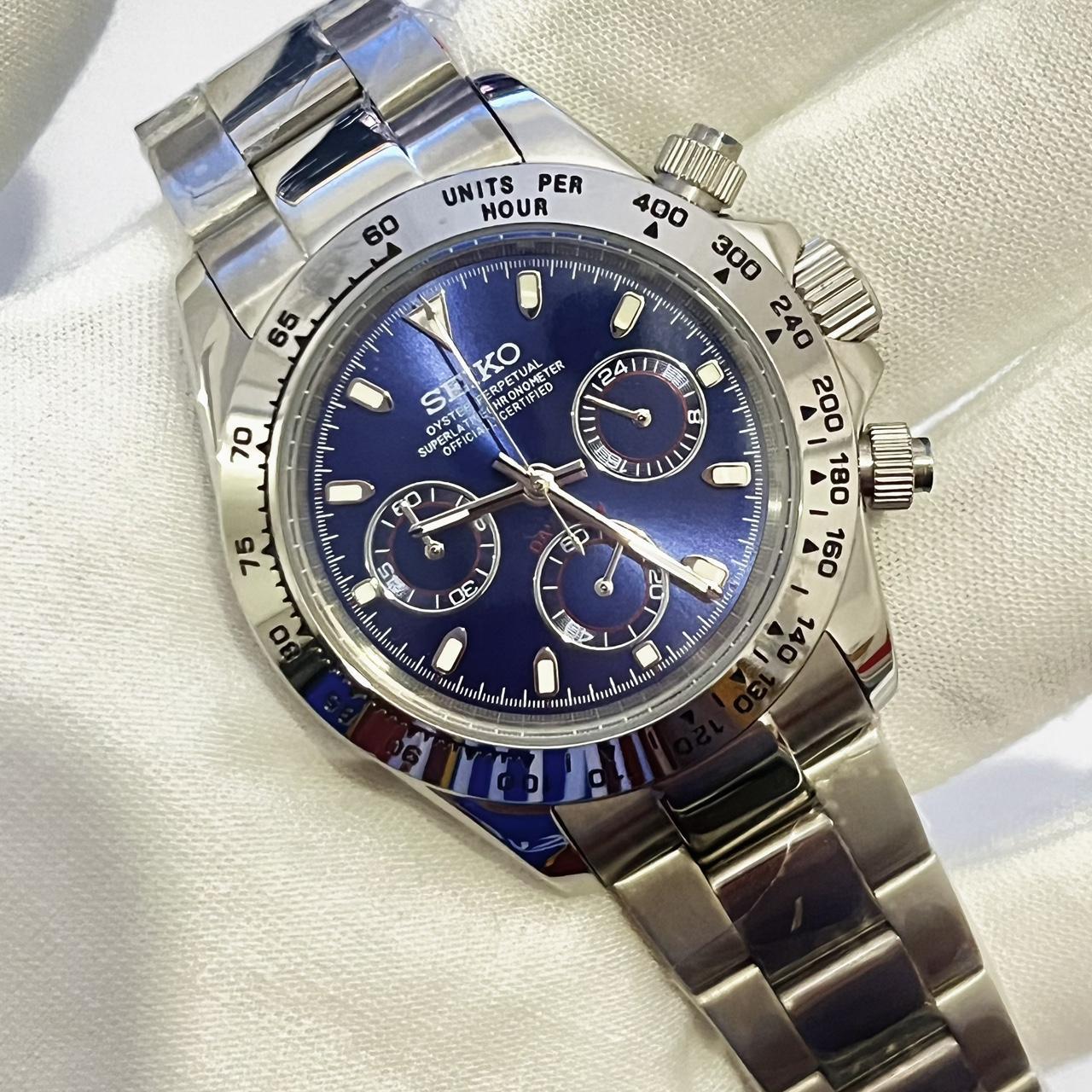 -Seiko MOD Chronograph BLUE - 40MM -Beautiful... - Depop