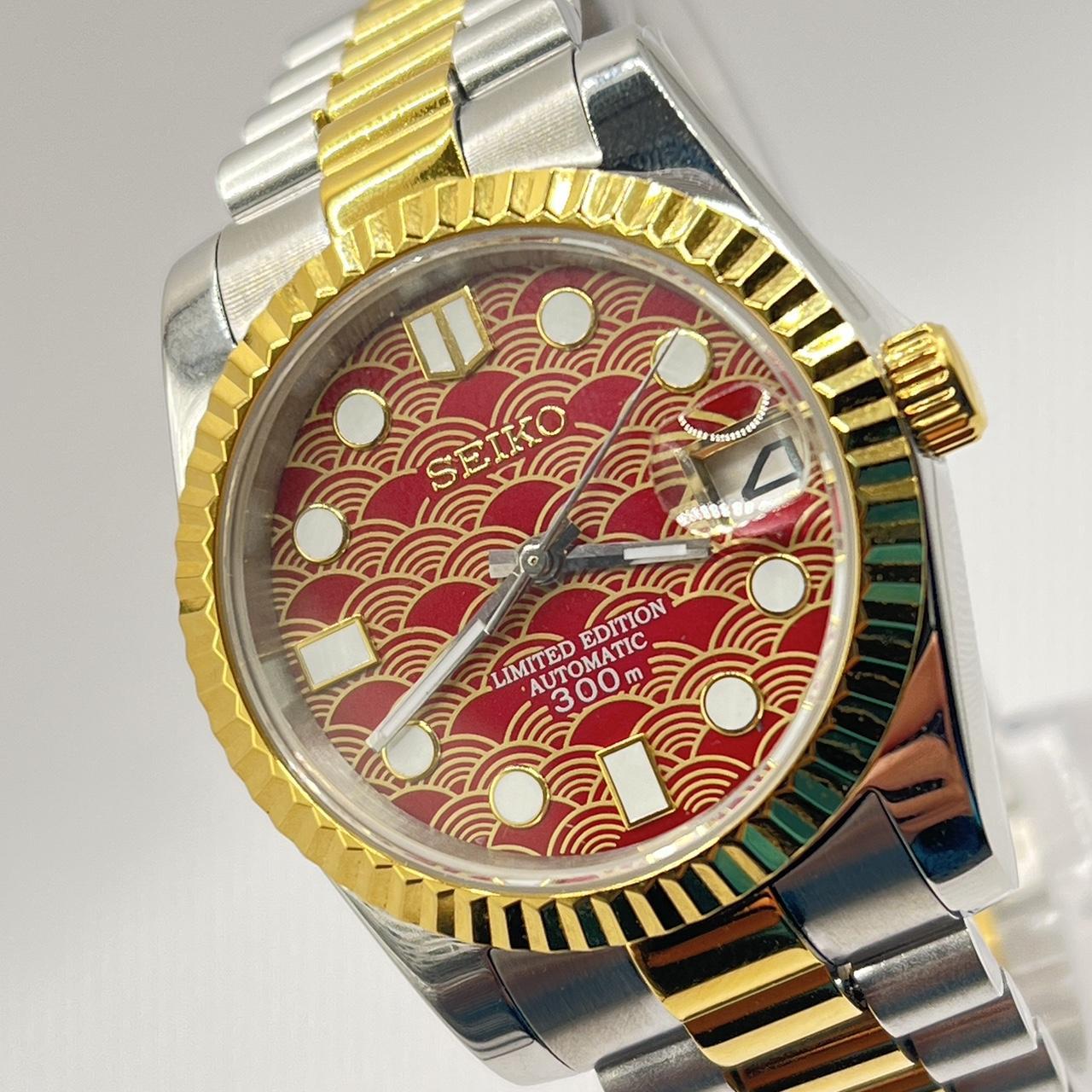SEIKO WATCH GOLD MOD - RED WAVES Seiko MOD watch... - Depop