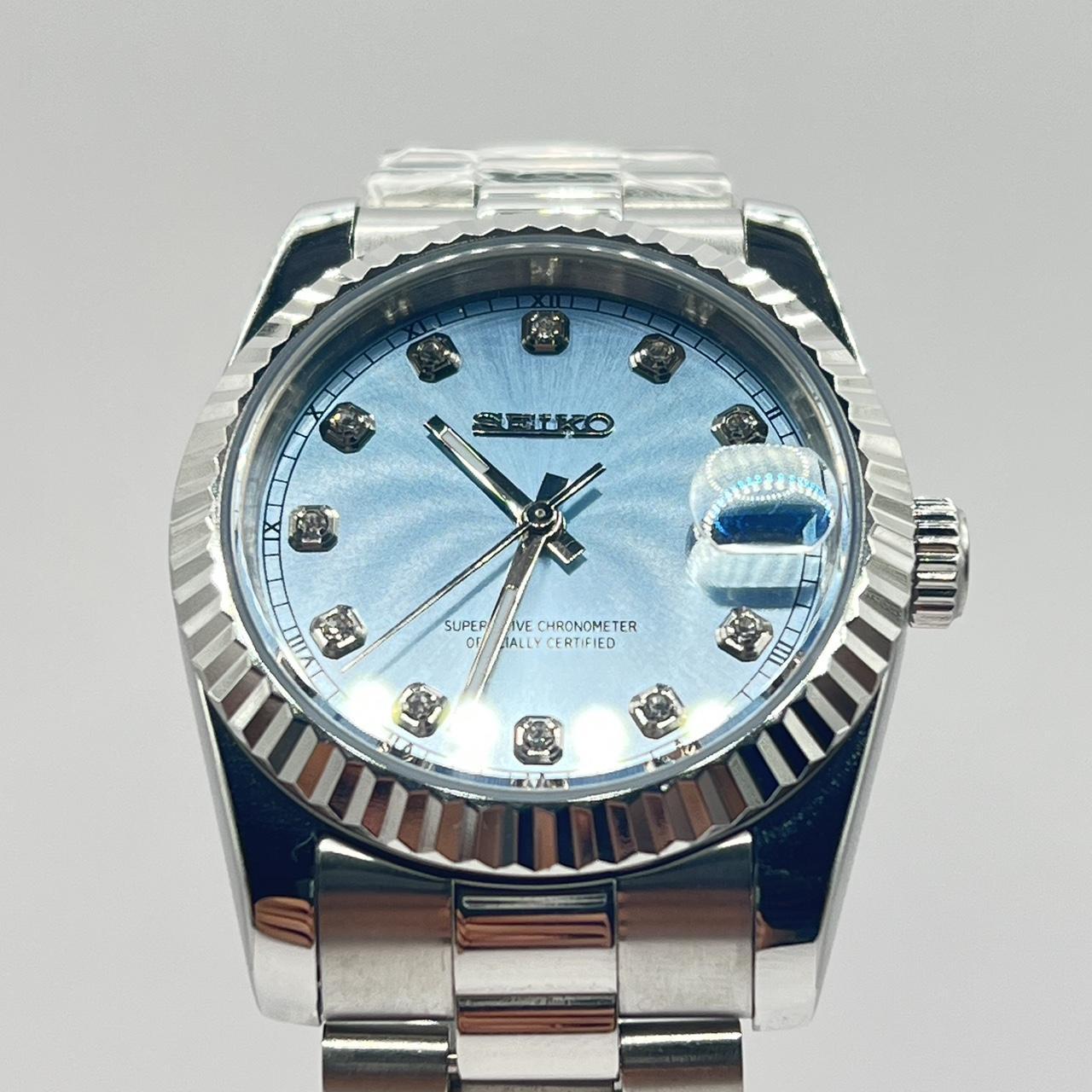 SEIKO MOD WATCH - DIAMOND ICE BLUE BRAND NEW WITH... - Depop