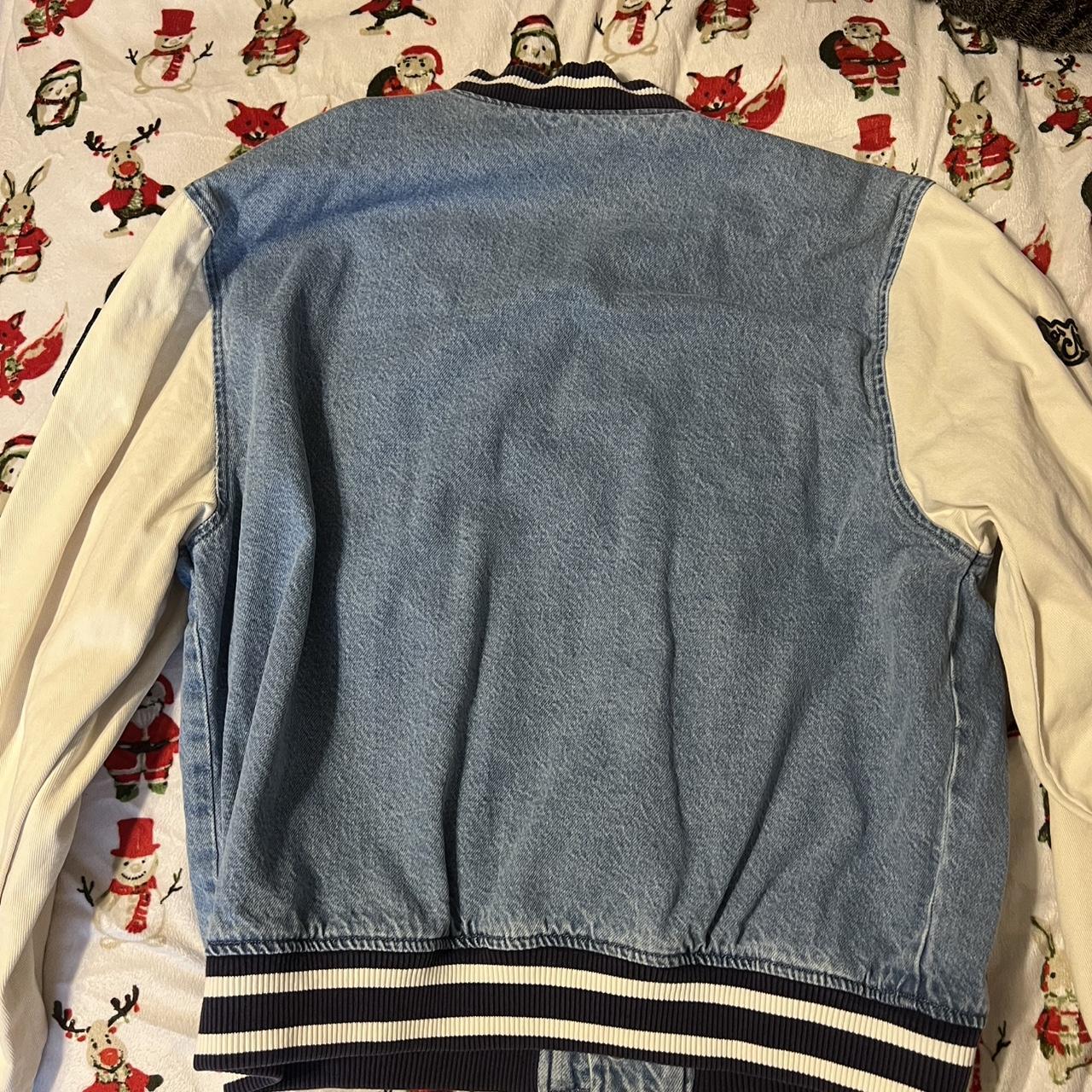 Pacsun denim varsity jacket with patches size M/L | Depop