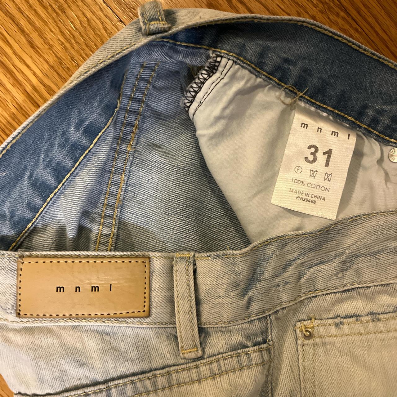 mnml crazy ripped light wash denim | skinny fit 31x... - Depop