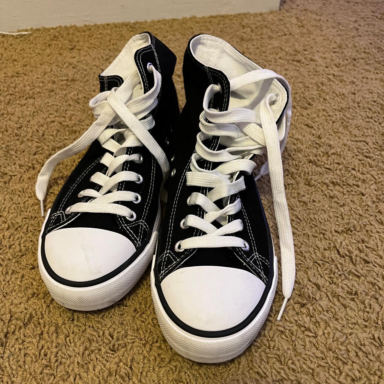 knock off converse, black high tops - Depop