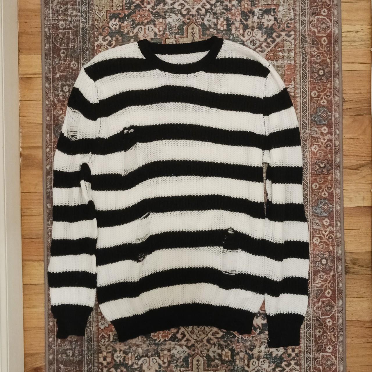 distressed striped sweater similar to Number (Nine... - Depop