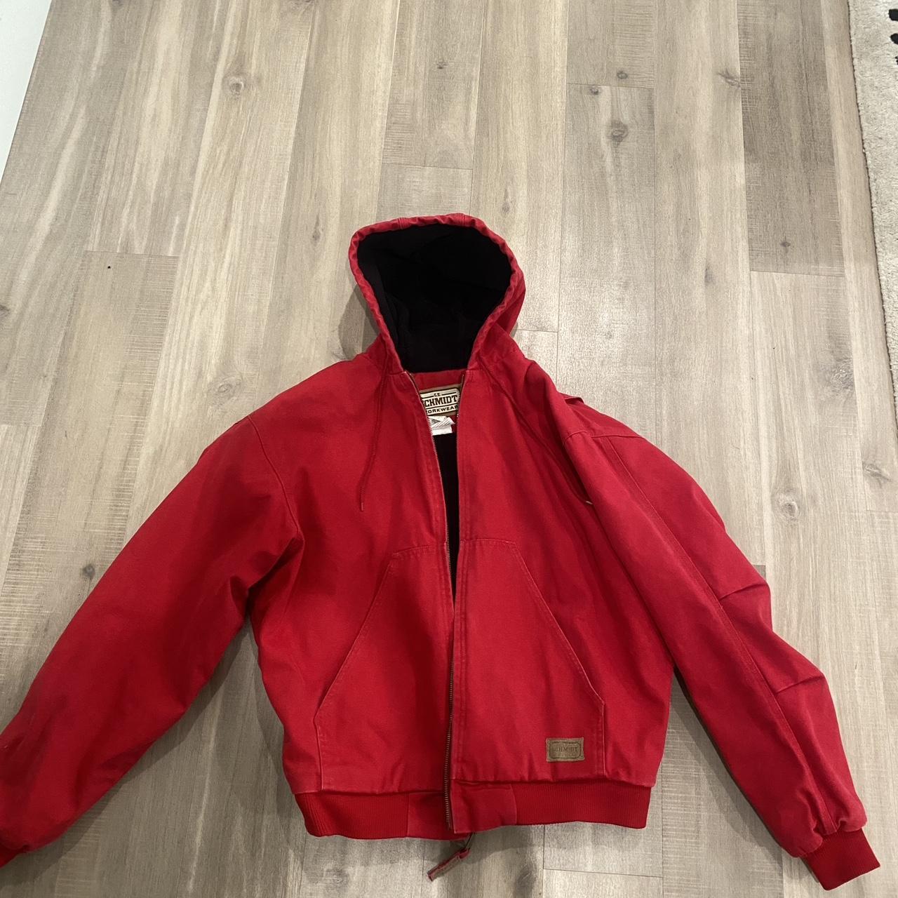 Red/ maroon canvas jacket Carhartt style No... | Depop