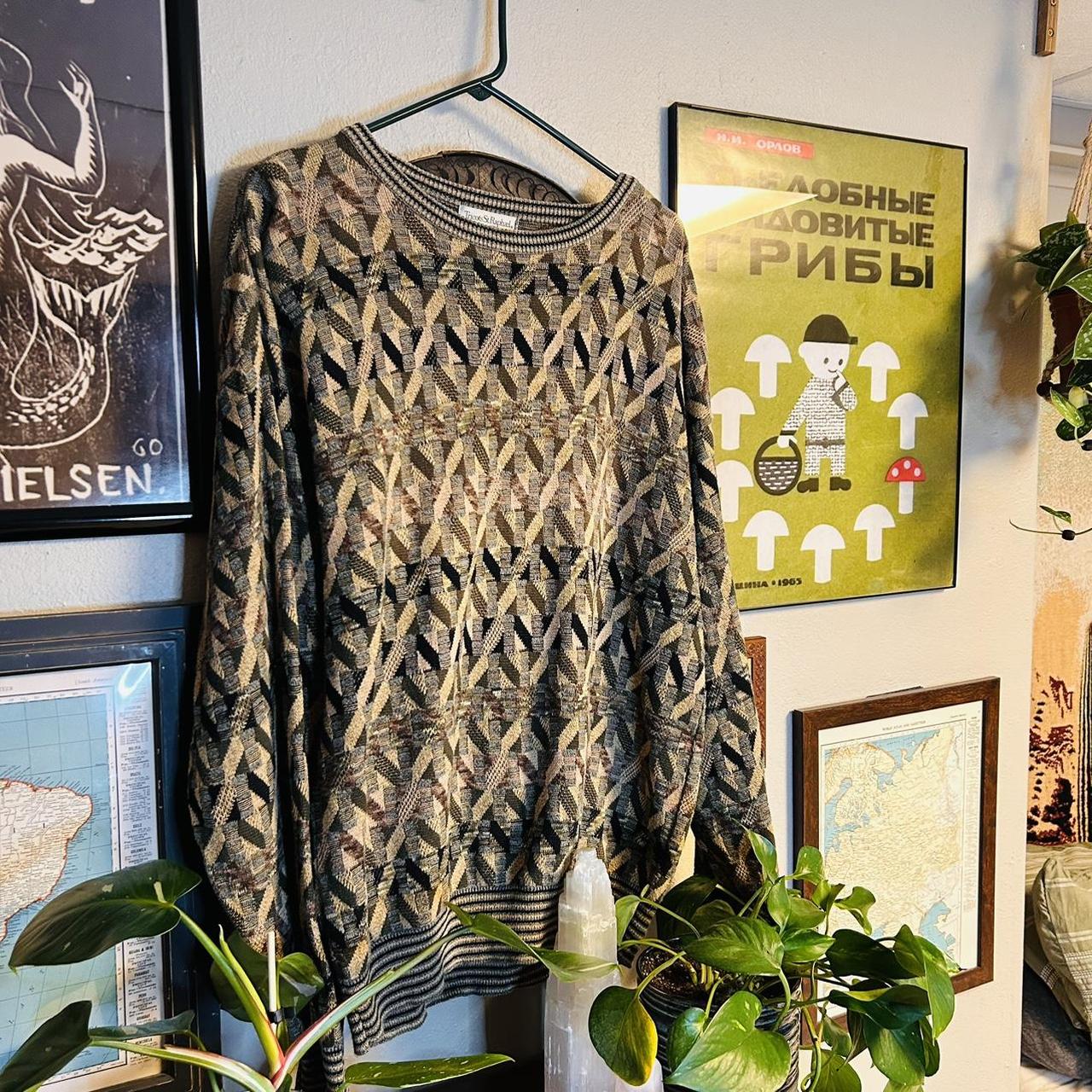 Earthtone Grandpa Sweater pit to pit - 22 inches... - Depop