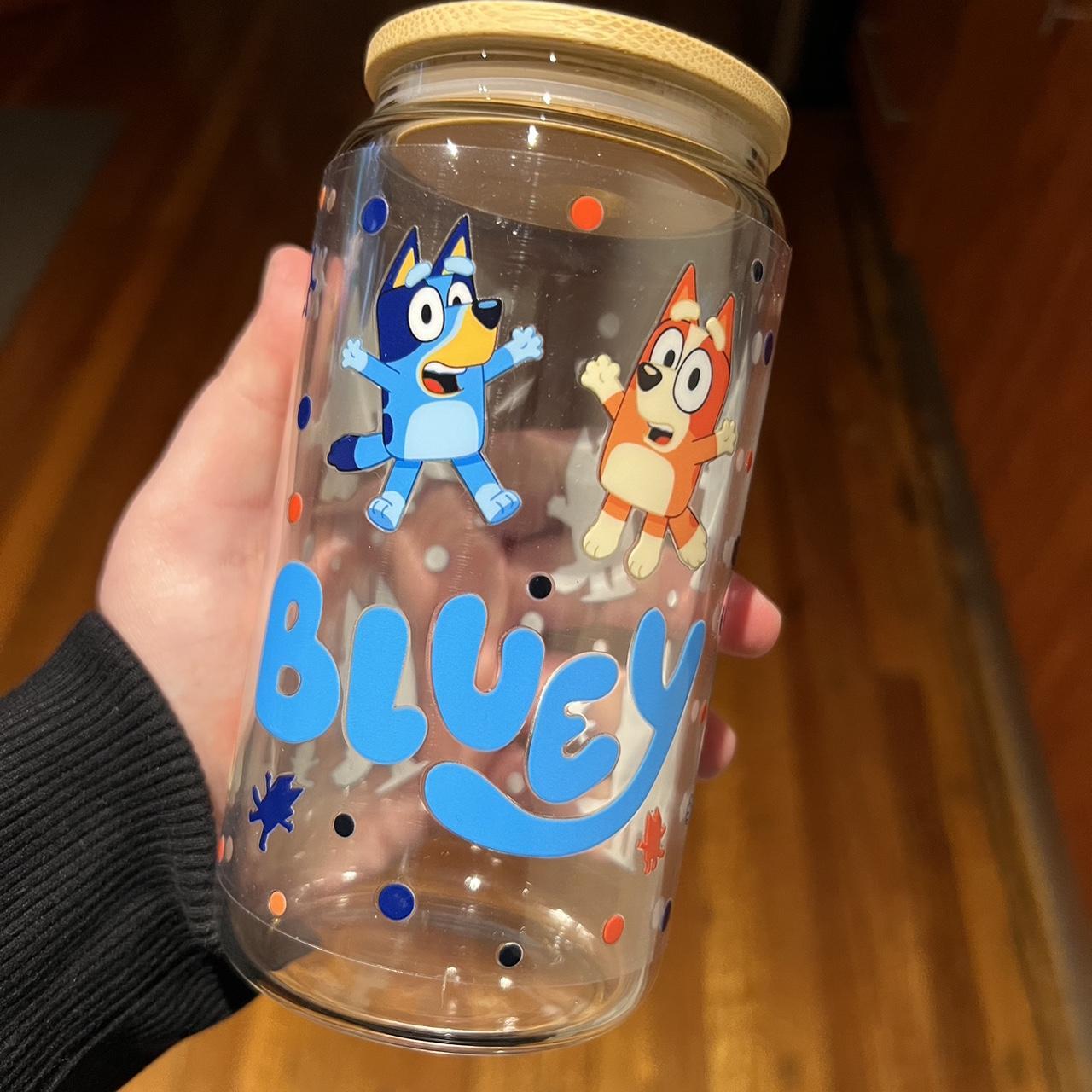 Bluey glass tumbler Brand new 16OZ comes with... - Depop