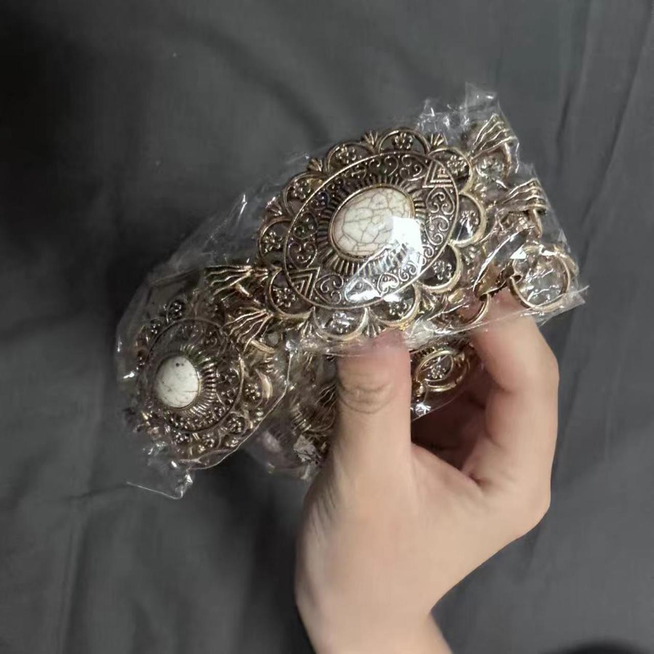 y2k gold retro belt, boho women's waist... - Depop