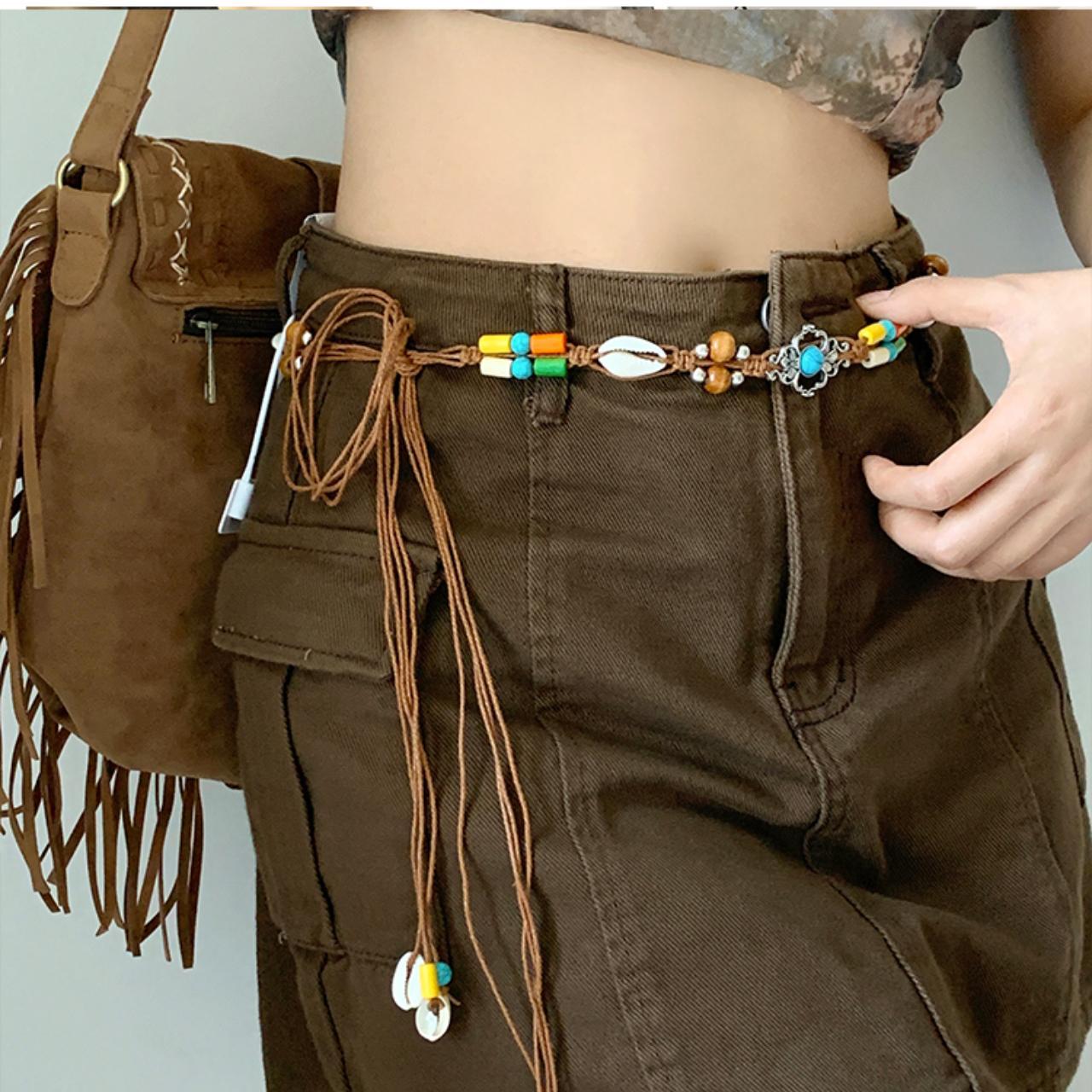 Boho colorful waist rope, y2k retro decorative belt... - Depop