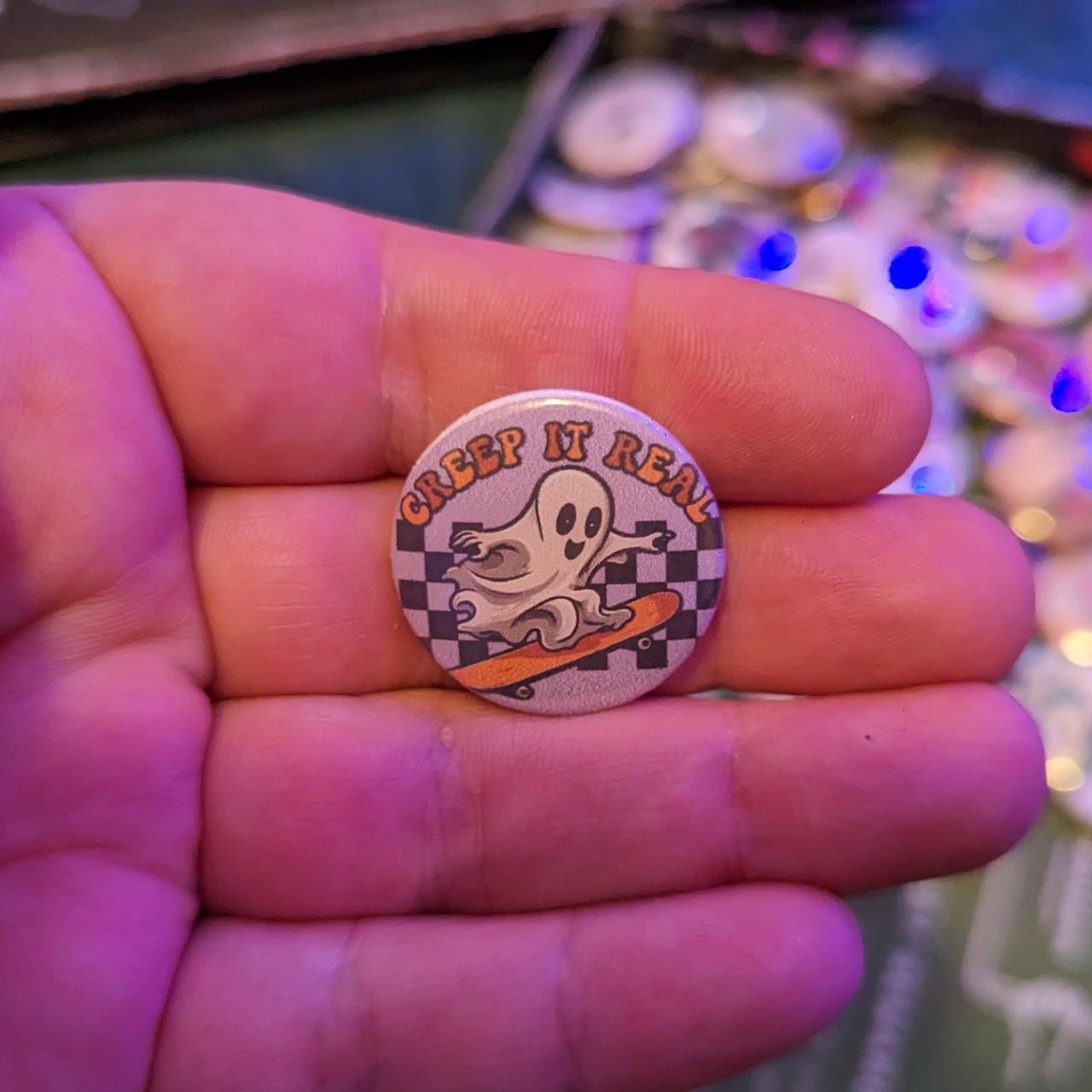 25mm plastic pin-back badge. As pictured. Homemade... - Depop