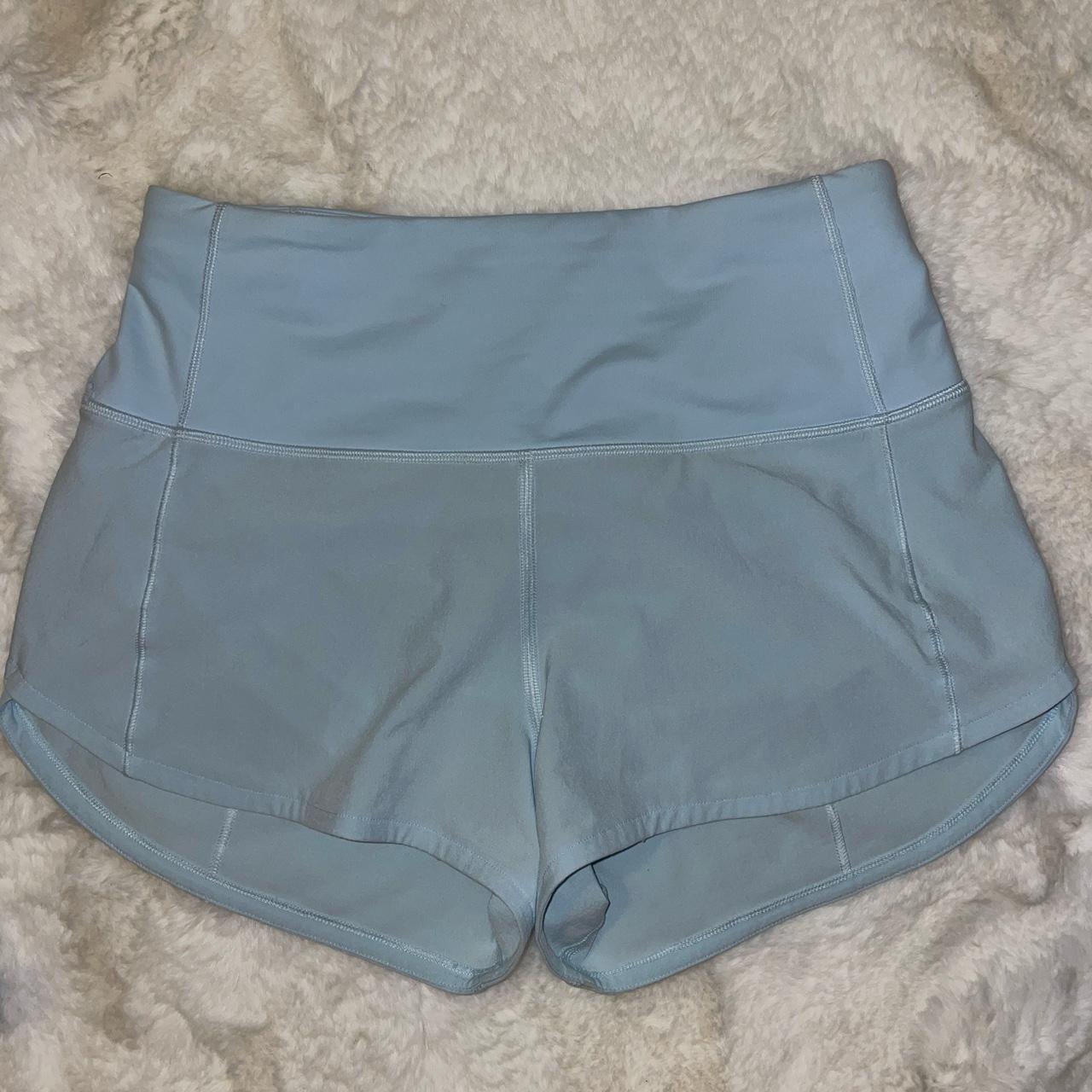 very light baby blue Lululemon speed up mid rise... - Depop