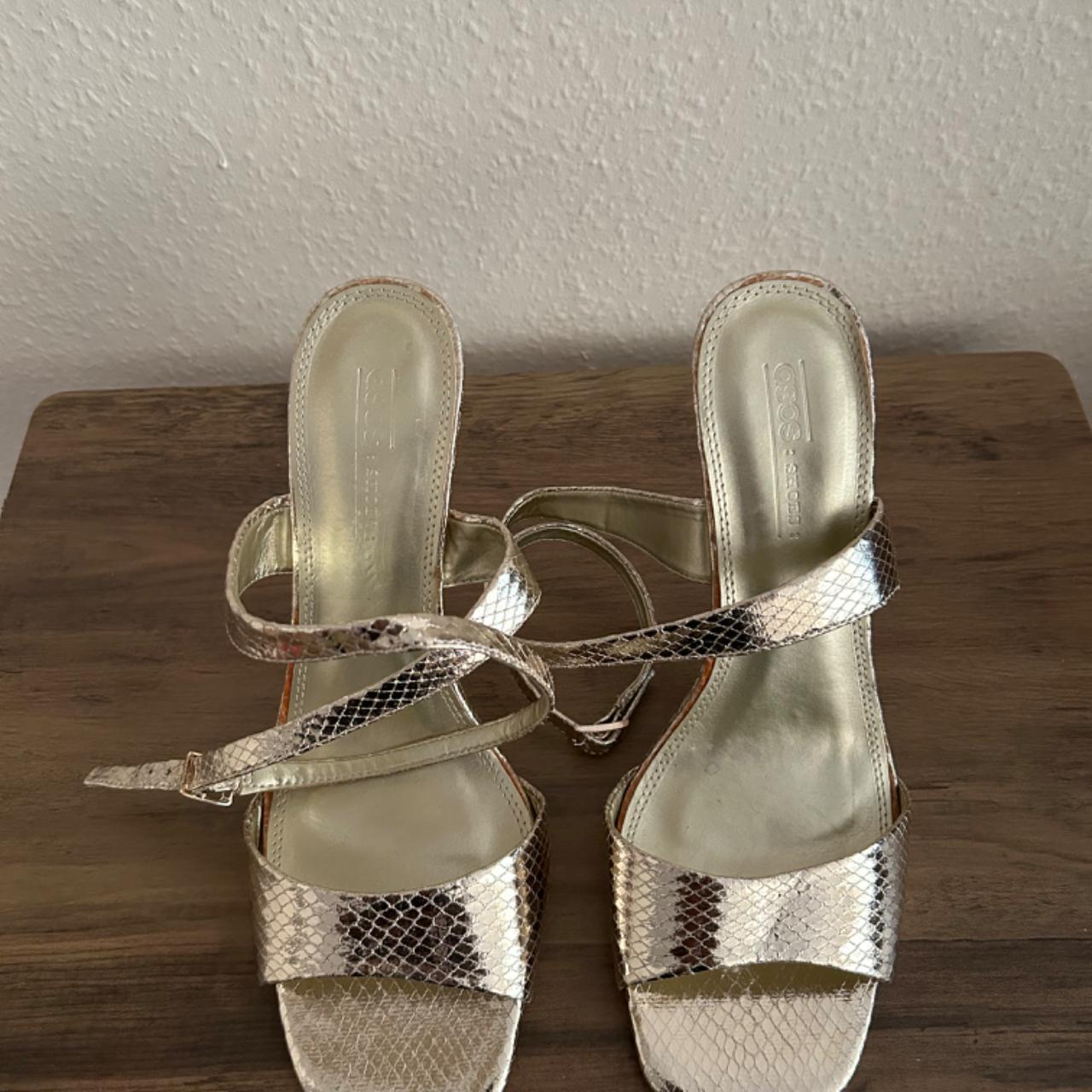ASOS BARELY THERE SANDALS GOLD WIDE FIT BRNW NO BOX - Depop