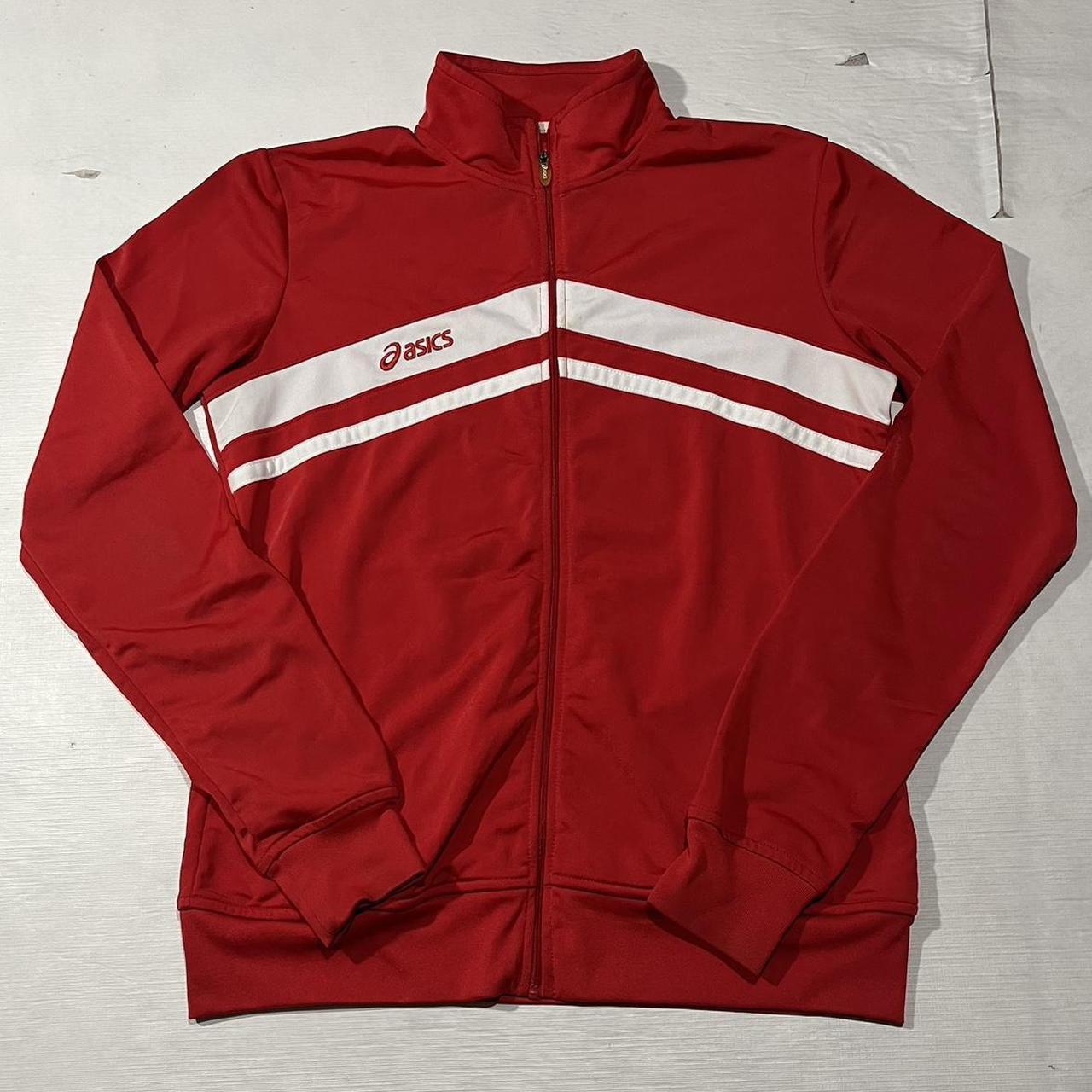 Vintage ASICS Red track jacket with ignite logo on... - Depop
