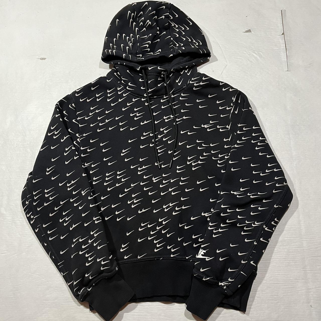 Nike Swoosh All Over Print pullover Hoodie black... - Depop