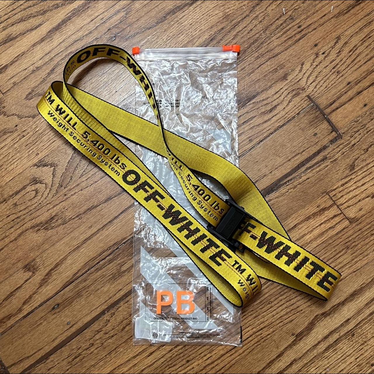 off white™️ original yellow belt suuuuper long belt,... - Depop