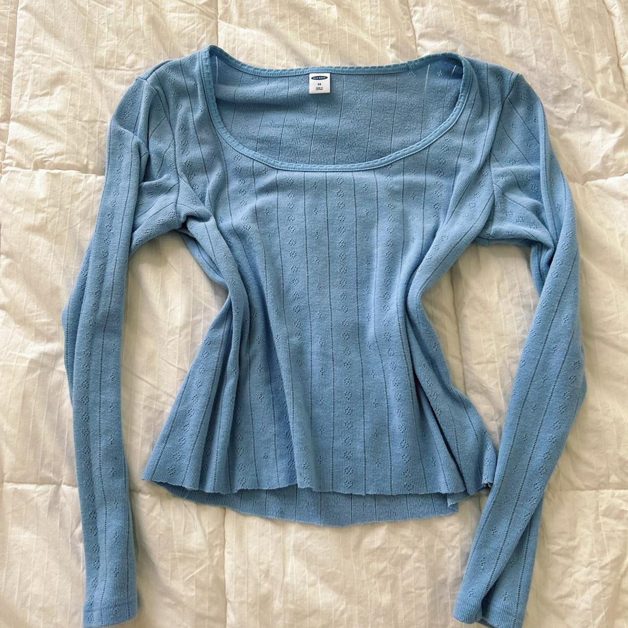 old navy baby blue top never worn, great condition... - Depop