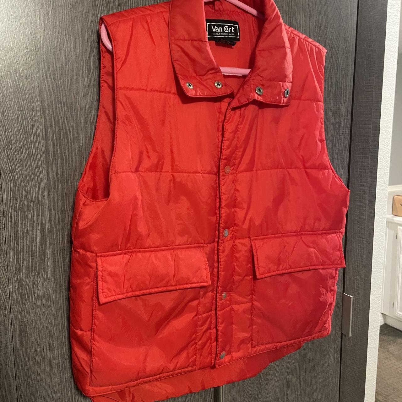 Vintage Red Snap Up Insulated Puffer Quilted Vest - Depop