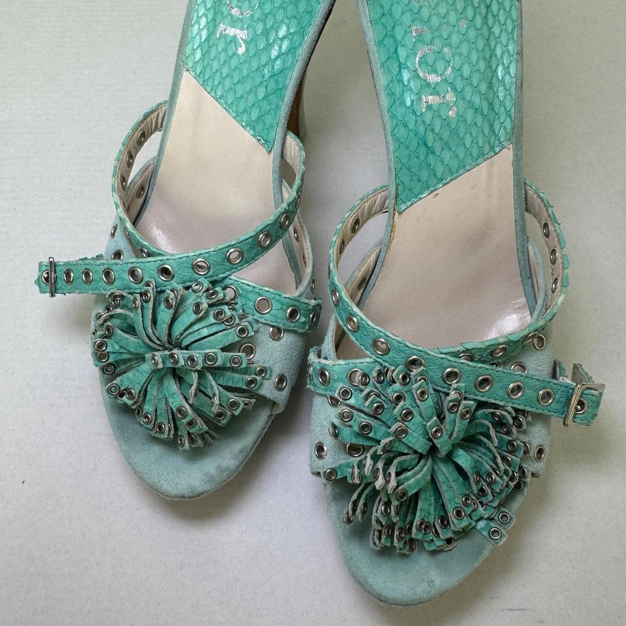 Vintage Christian Dior Teal Platform Heels Size:... - Depop