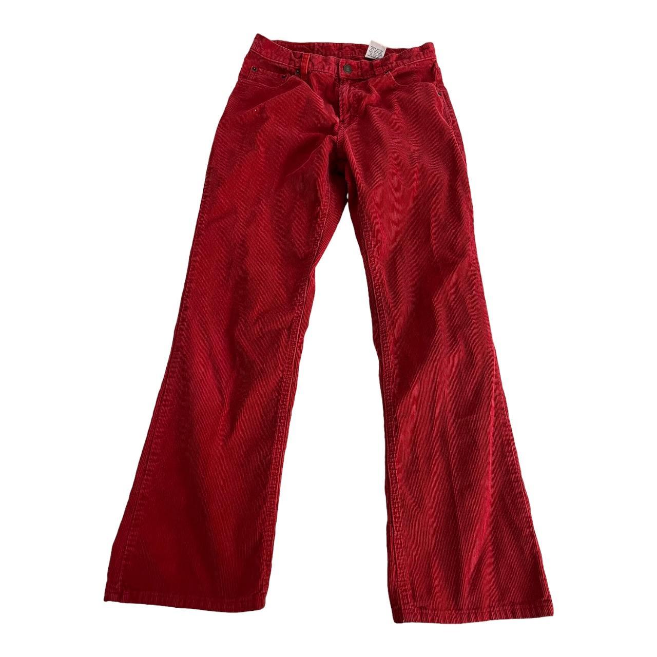 Red corduroy downtown girl straight legged pants... - Depop