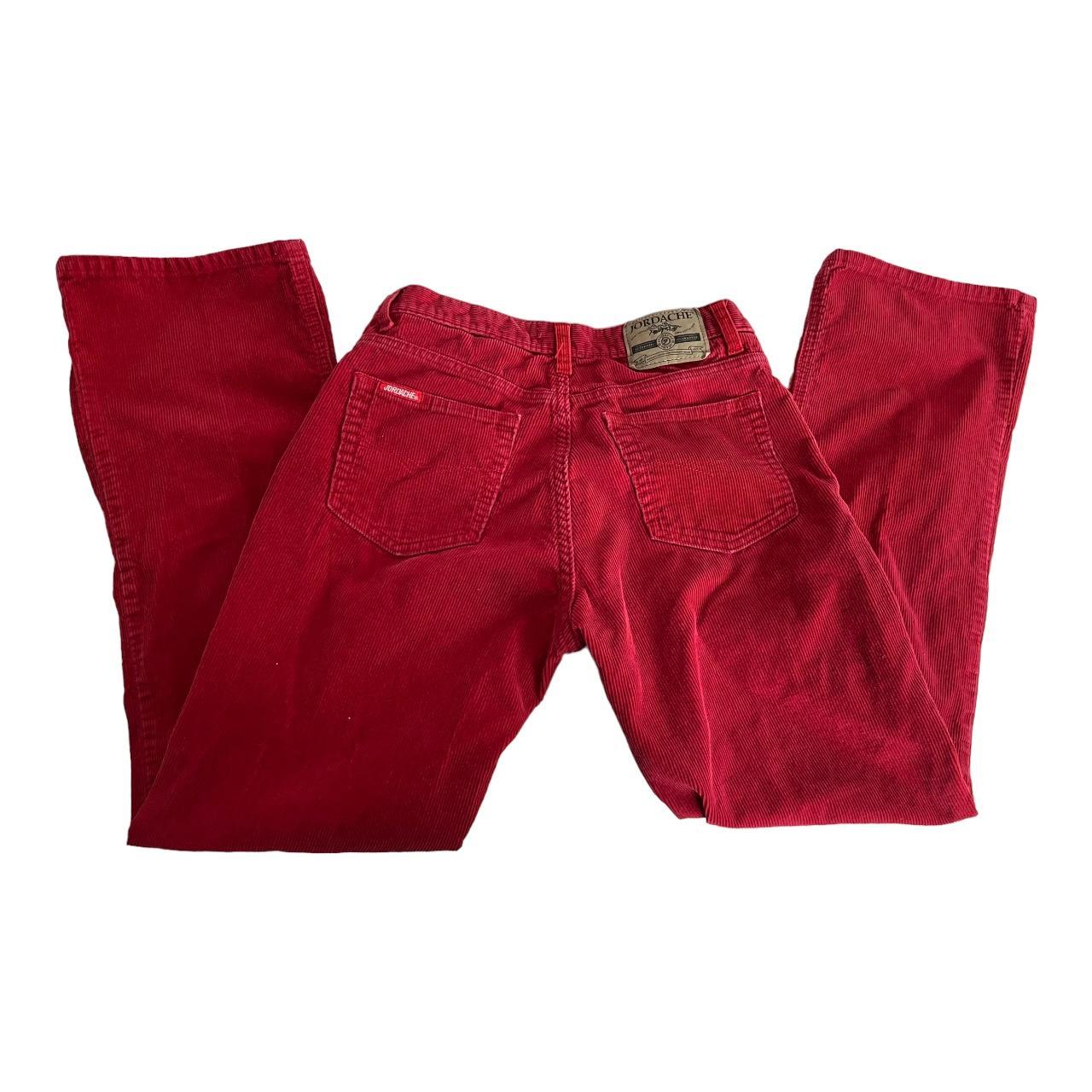 Red corduroy downtown girl straight legged pants... - Depop