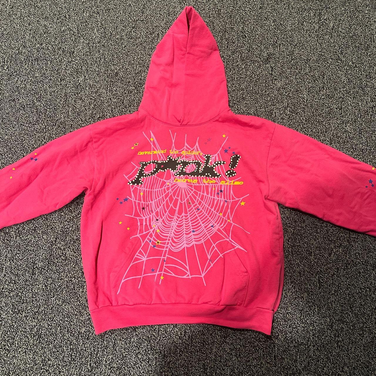 Sick pink Sp5der Hoodie brand new StockX authenticated - Depop