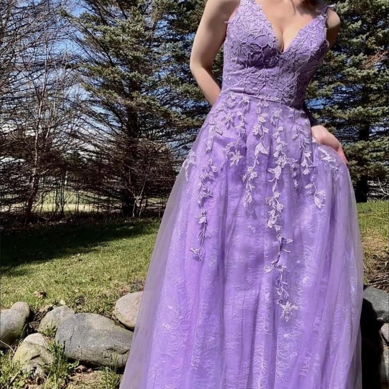 Lilac prom dress. Worn once in great condition... - Depop