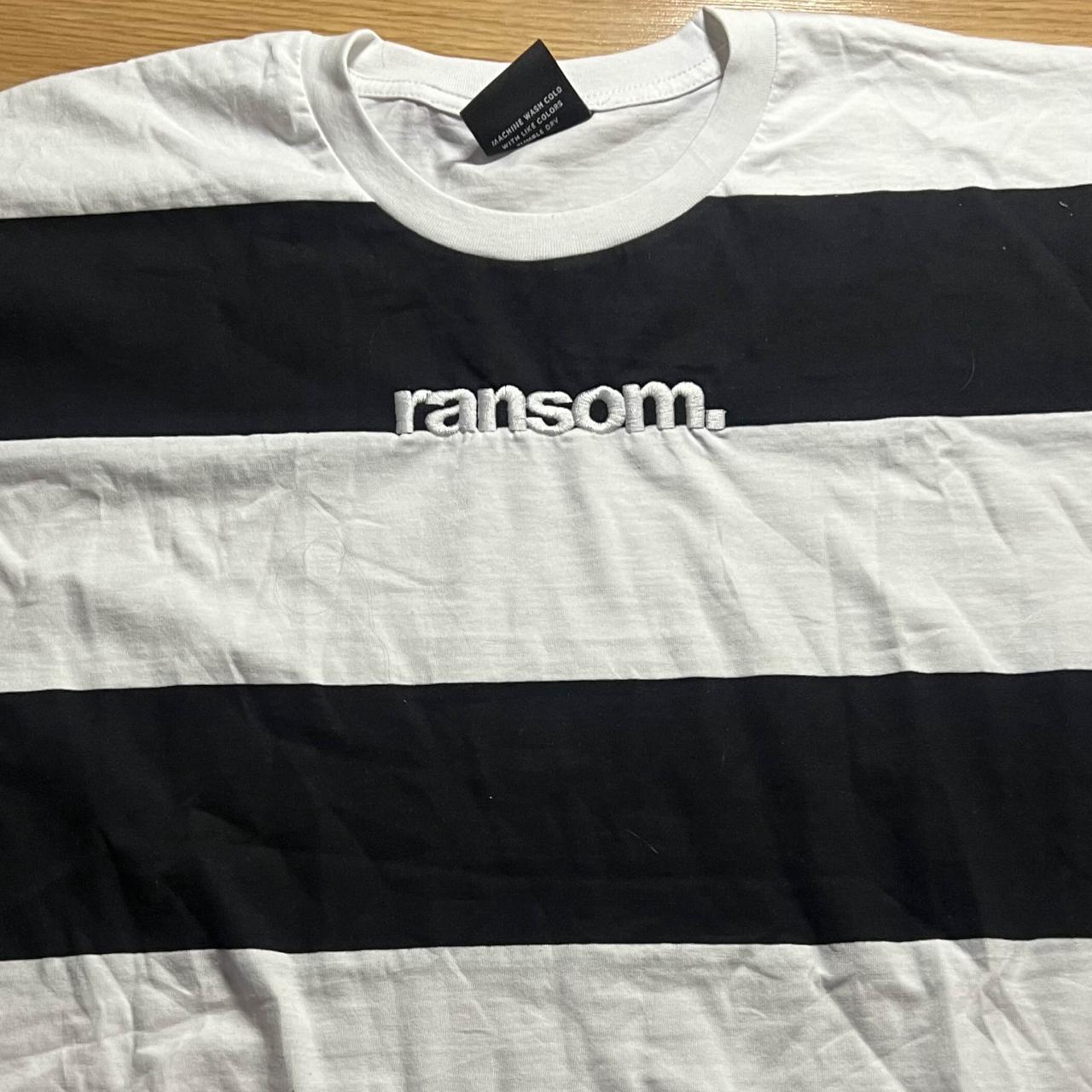 Black & White Striped Ransom Tee size: 3XL (fits... - Depop