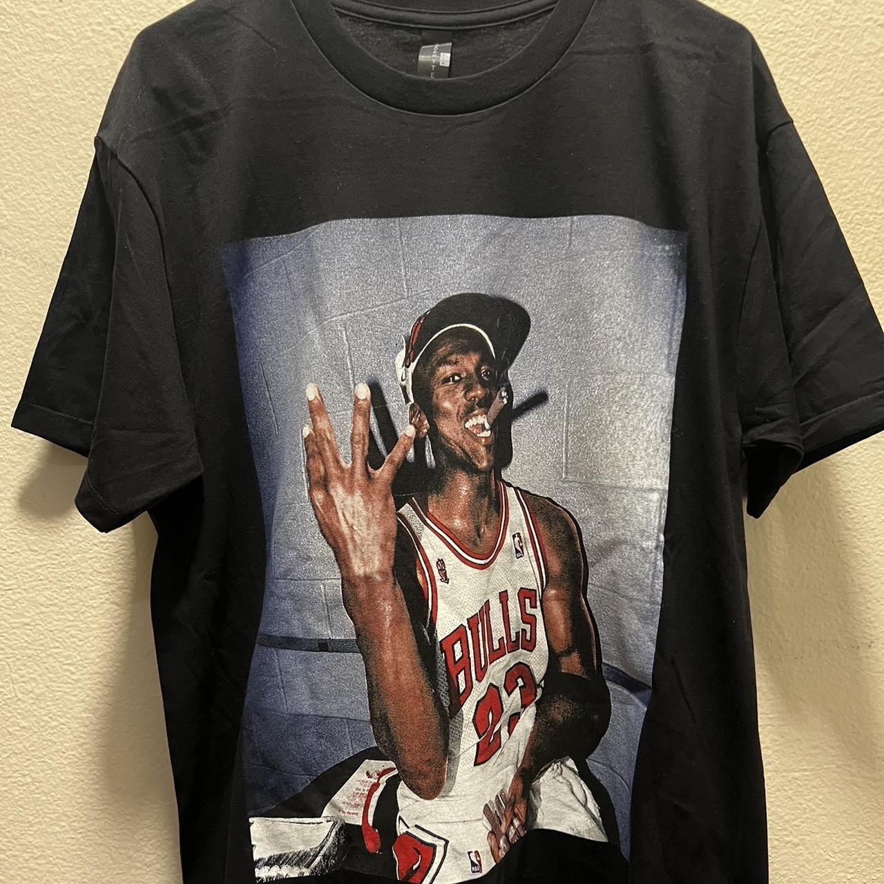 Michael Jordan Three Peat Graphic Tee Size: Large... - Depop