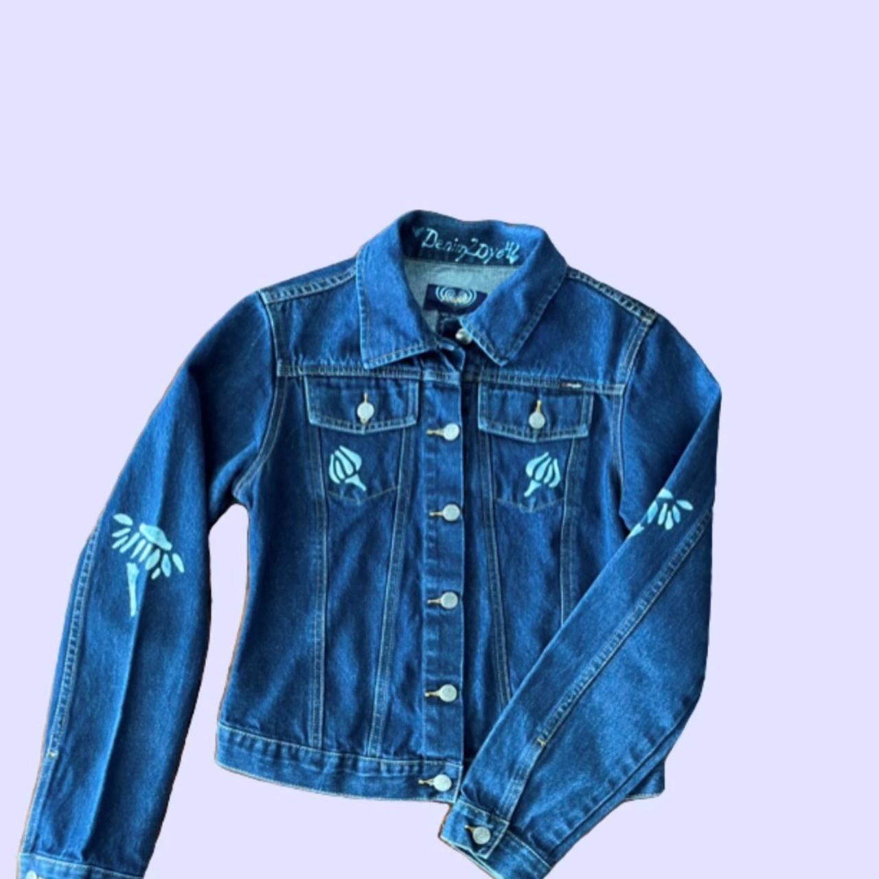 Angels brand deep blue denim jacket with hand... - Depop