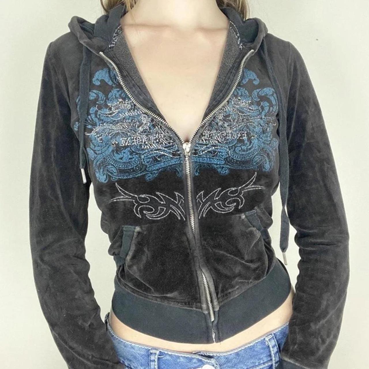 super cute y2k rhinestone zip up🐼👓🐦‍⬛ #vintage #hoodie... - Depop