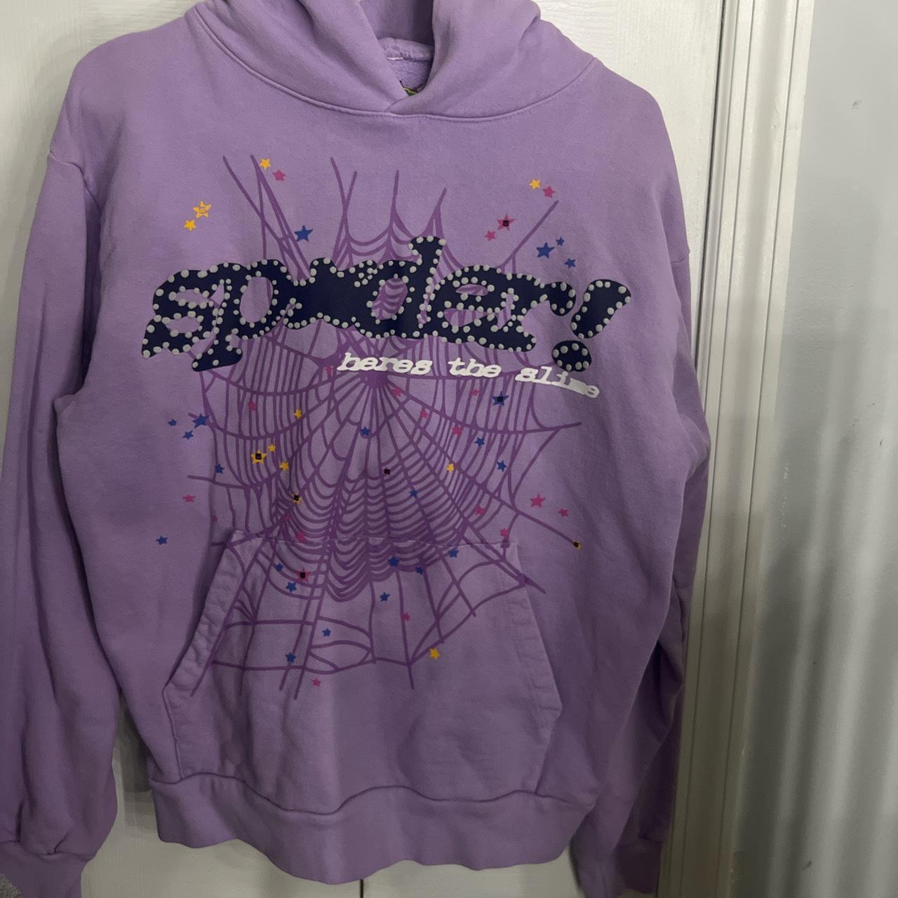 spider, sp3der, spider worldwide lavender hoodie... - Depop