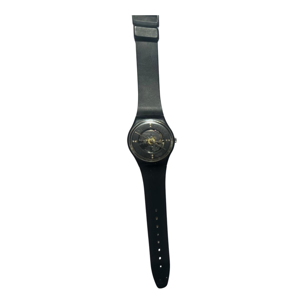 Black Swatch watch with yellow details #Swatch... | Depop