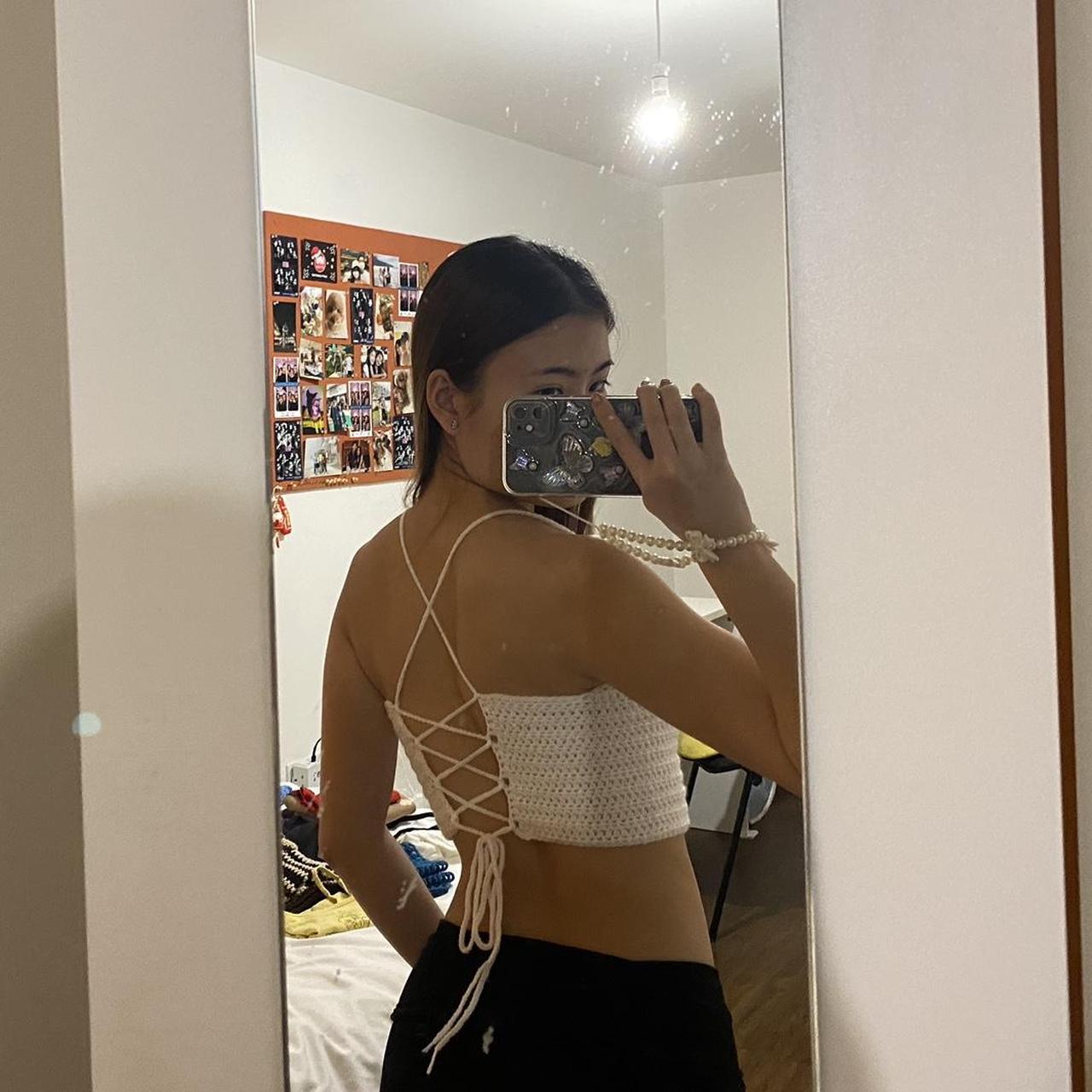 Crochet White Crop Top Crochet Depop