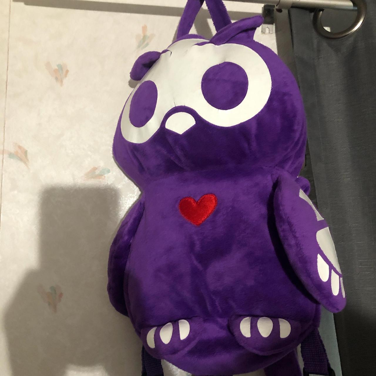 purple skelanimal owl backpack zipper is broken and... - Depop