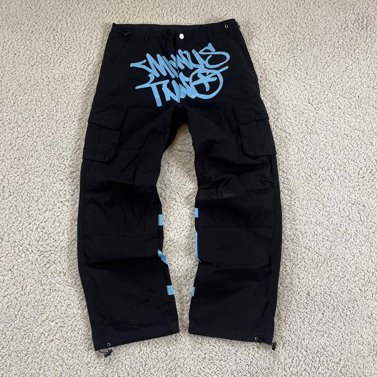 Minus two cargos blue and black colorway Size L - Depop
