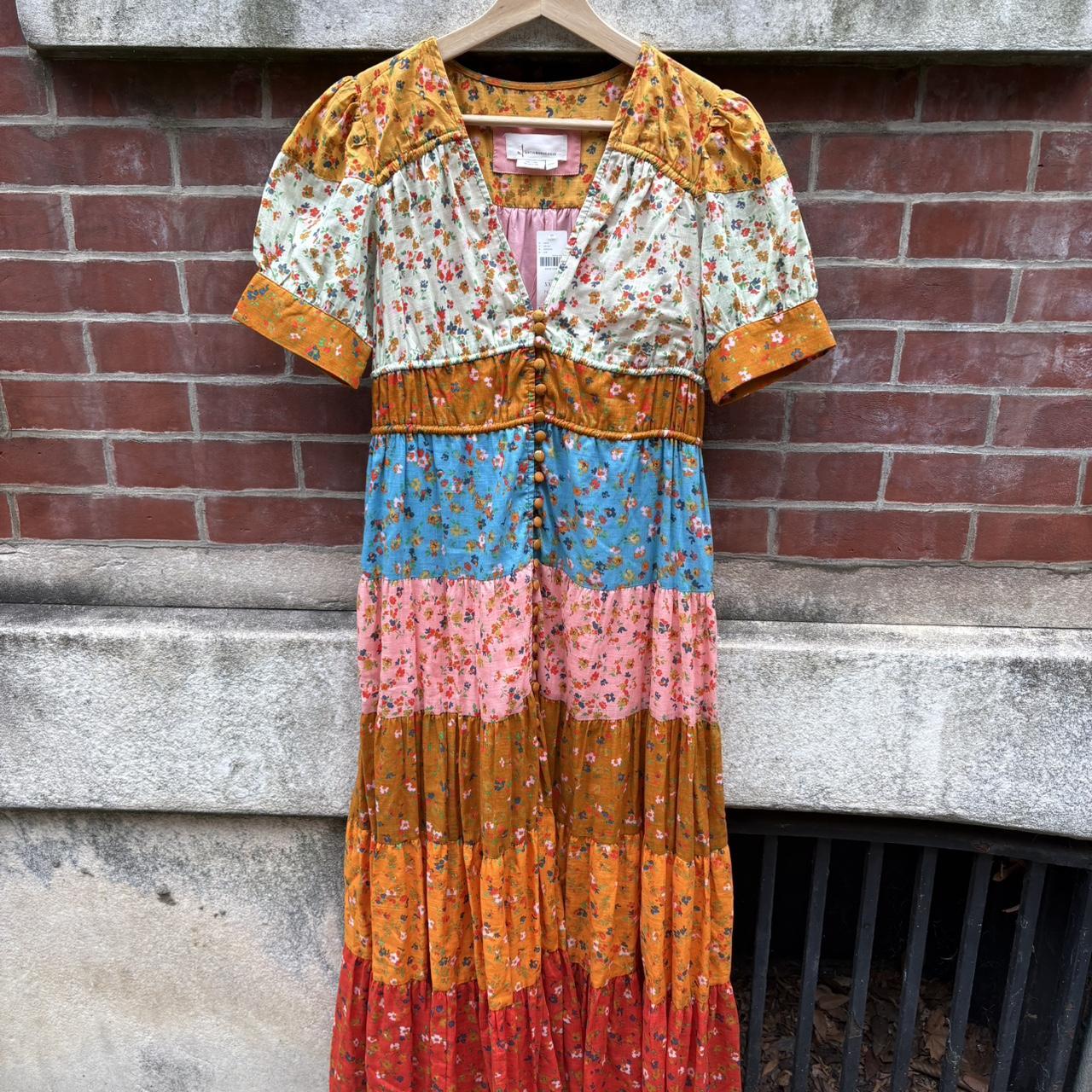 Anthropologie multi-coloured floral maxi dress... | Depop