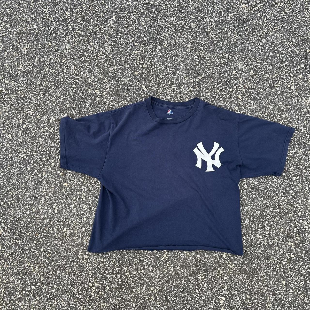 Navy blue New York Yankees baseball shirt shirt... - Depop