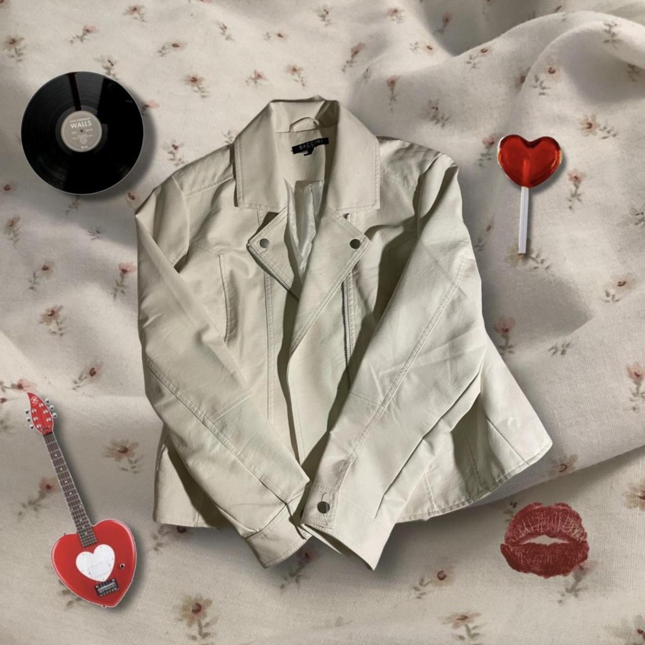 Rockstar gf baccini white leather jacket 💌 *。... - Depop