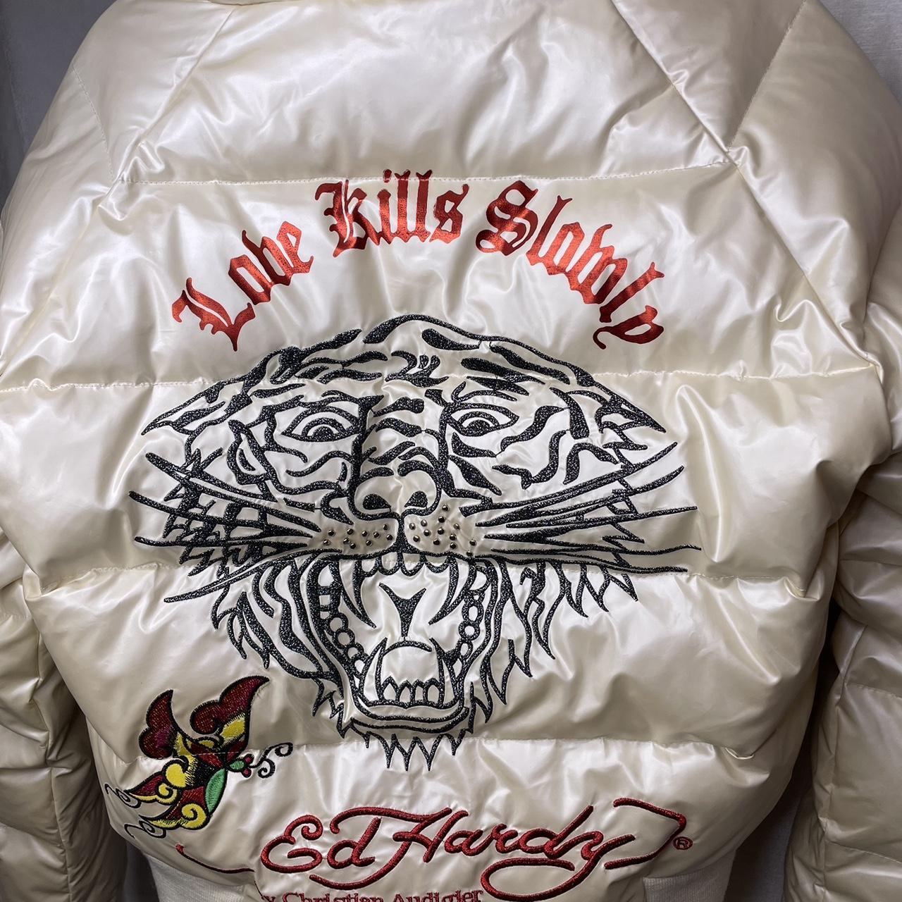 Vintage Ed Hardy puffer jacket. Women’s size medium - Depop