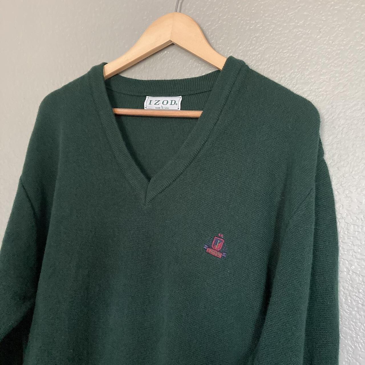 90s Izod Sweater Vintage green Izod v neck sweater... - Depop