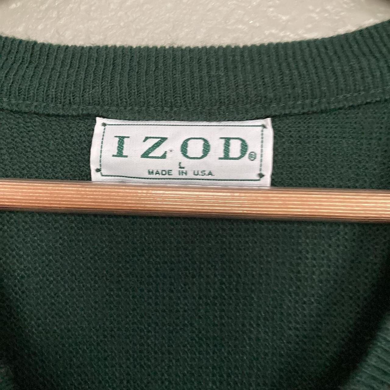 90s Izod Sweater Vintage green Izod v neck sweater... - Depop