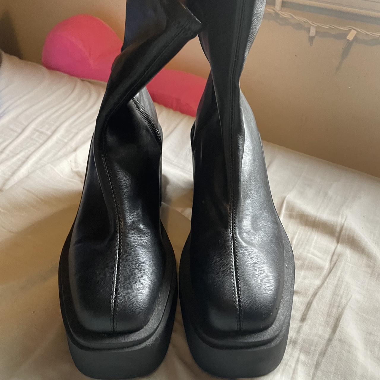 Black 3 inch small platform above ankle boots -Wore... - Depop