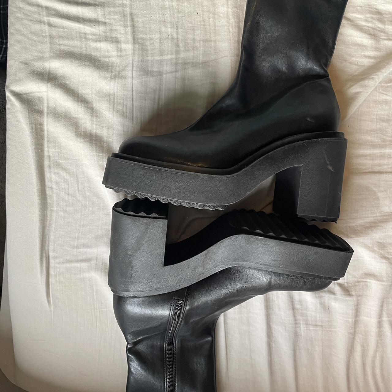 Black 3 inch small platform above ankle boots -Wore... - Depop