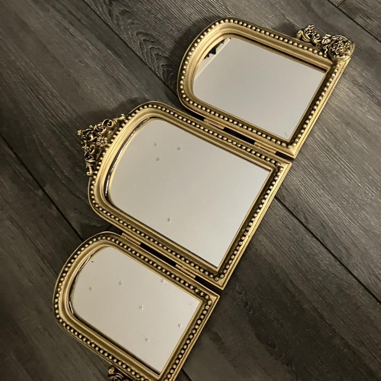 Three way mini vanity mirror (gold) #homedecor... | Depop