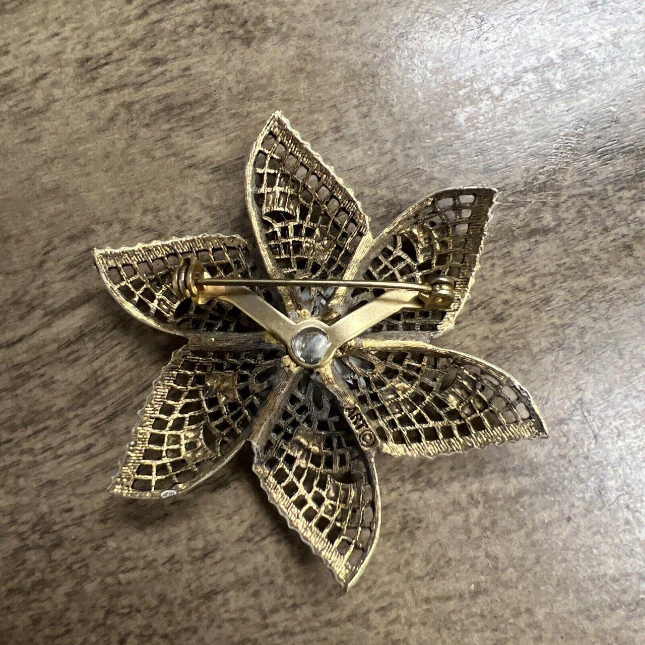 ART Signed Brooch MCM Style Brooch Gold Toned Metal... - Depop