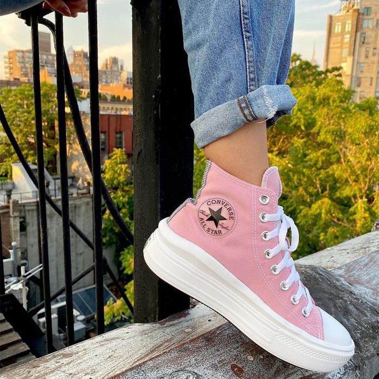 women’s converse chuck taylor all star move pink -... - Depop