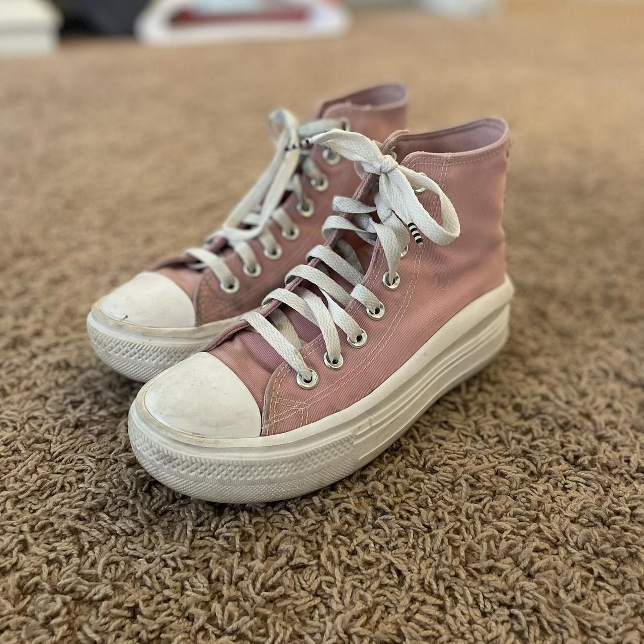 women’s converse chuck taylor all star move pink -... - Depop